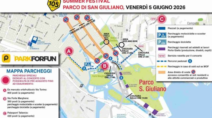 105 Summer Festival a Mestre: parcheggi, autobus e tutte le info