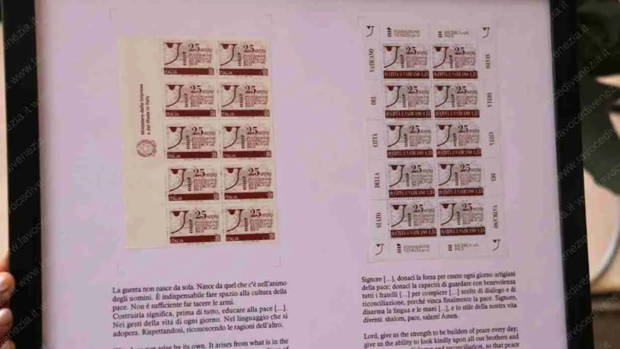 Il francobollo Italia-Vaticano celebra Venezia, città simbolo di pace